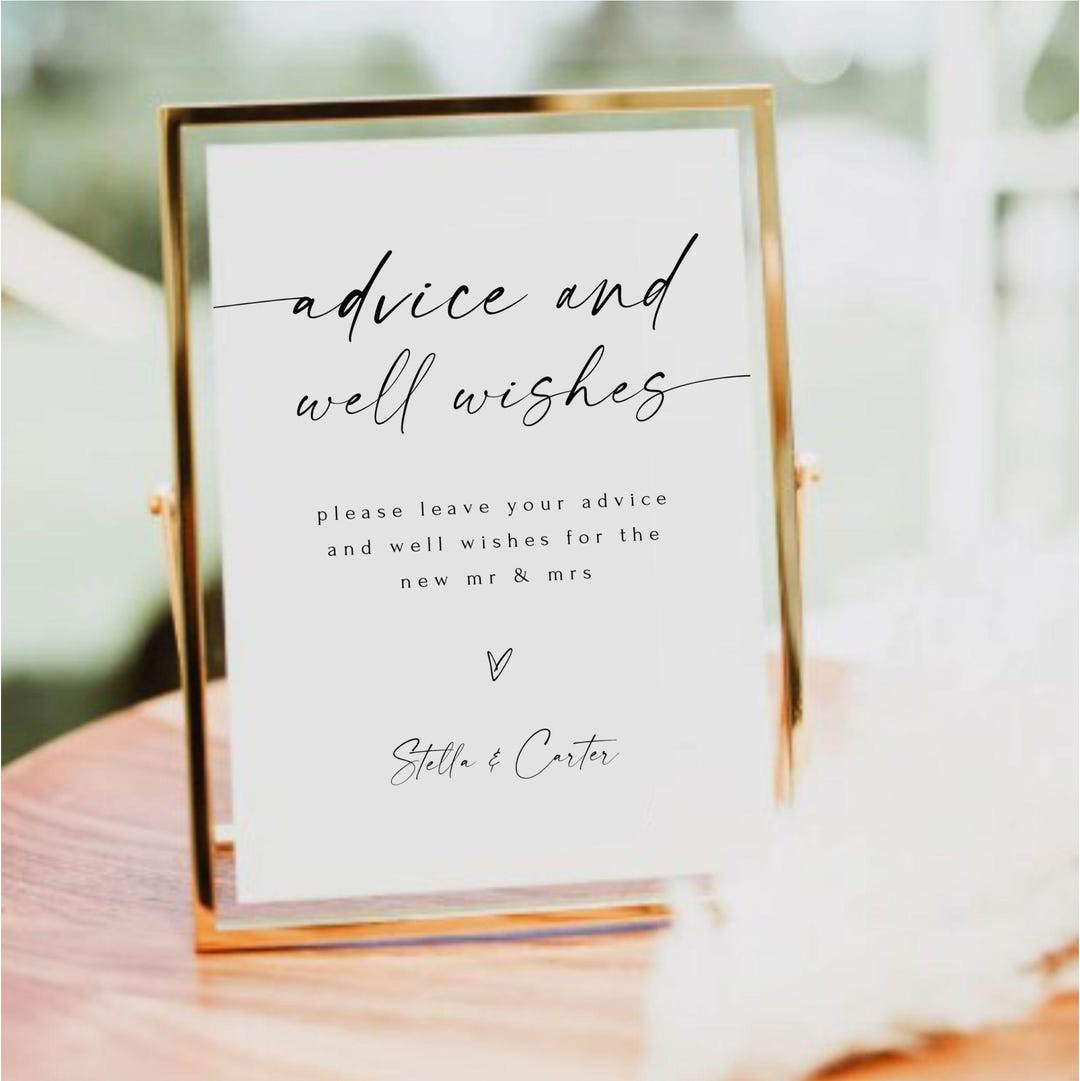 Wedding Advice Sign – Printable Advice Cards, Well Wishes Sign ...