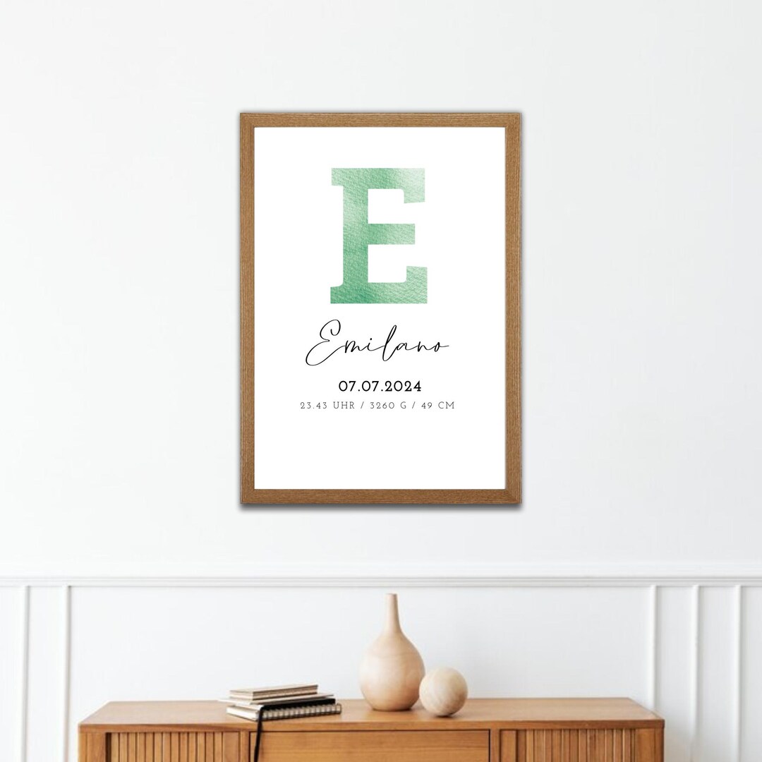 Personalizable Birth Poster With Initials & Birth Dates | Decoration ...