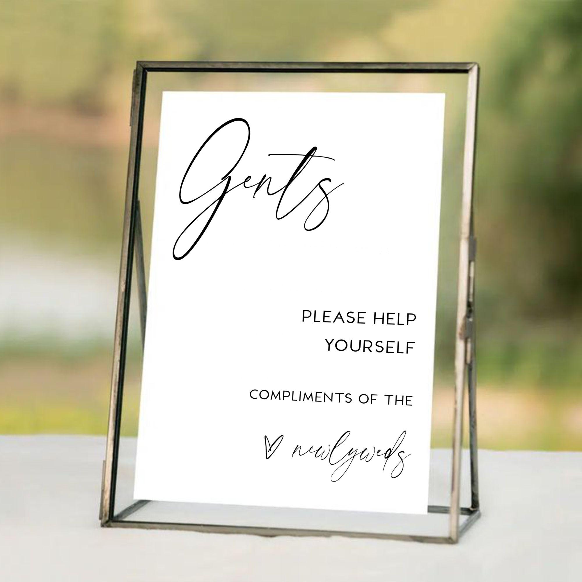 Wedding Bathroom Sign, Gents Room Sign, Wedding Table Sign, Wedding ...