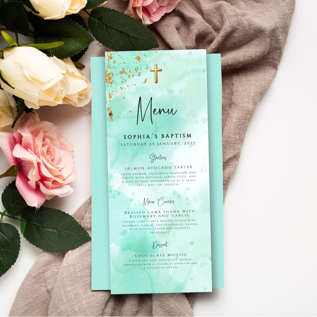 Baptism Menu Template, Printable Christening Table Menu, Baptism ...