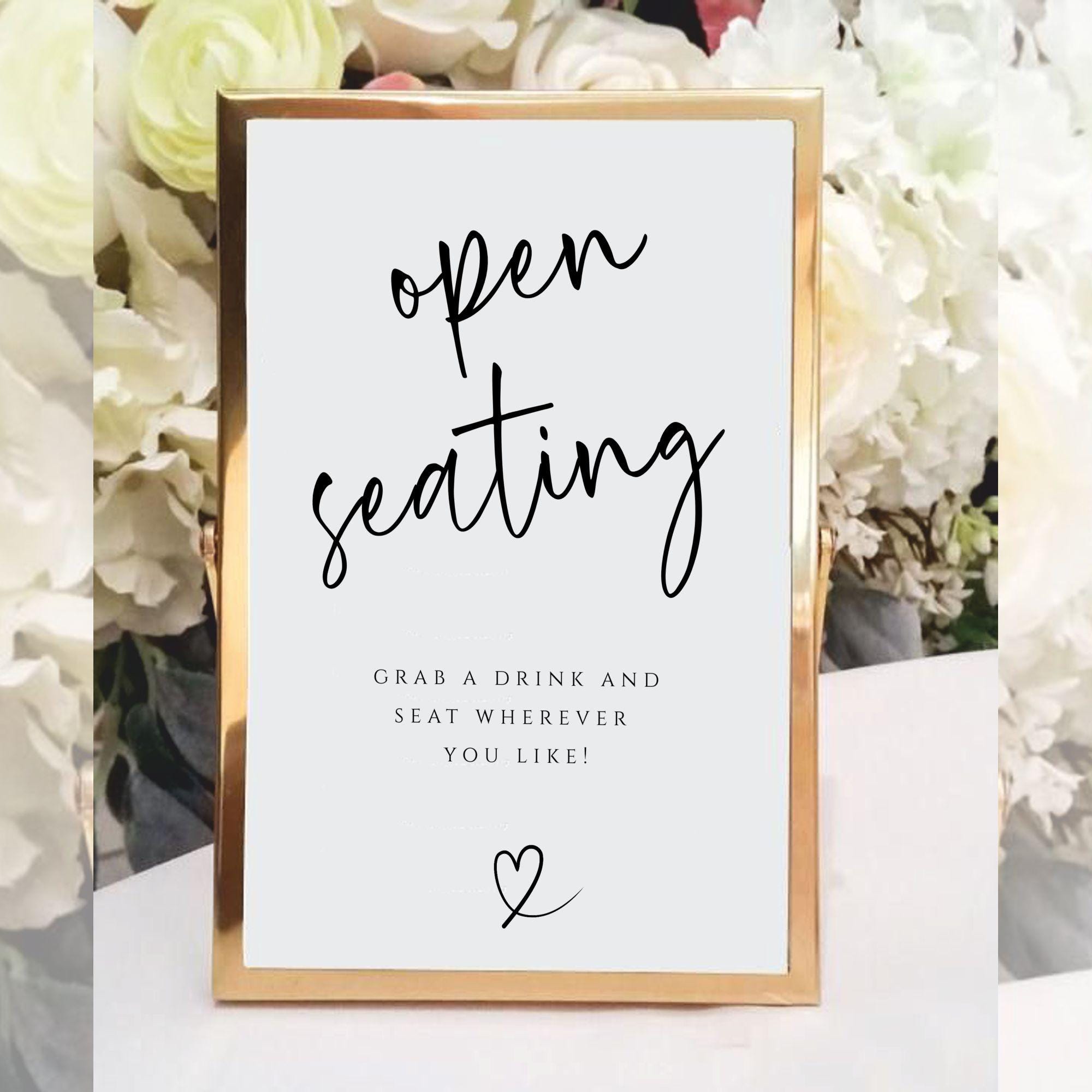 Wedding Seating Chart Sign, Wedding Open Seating, Wedding Table Sign ...