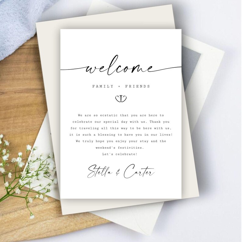 Minimal Wedding Welcome Letter Template, Wedding Icon Timeline ...