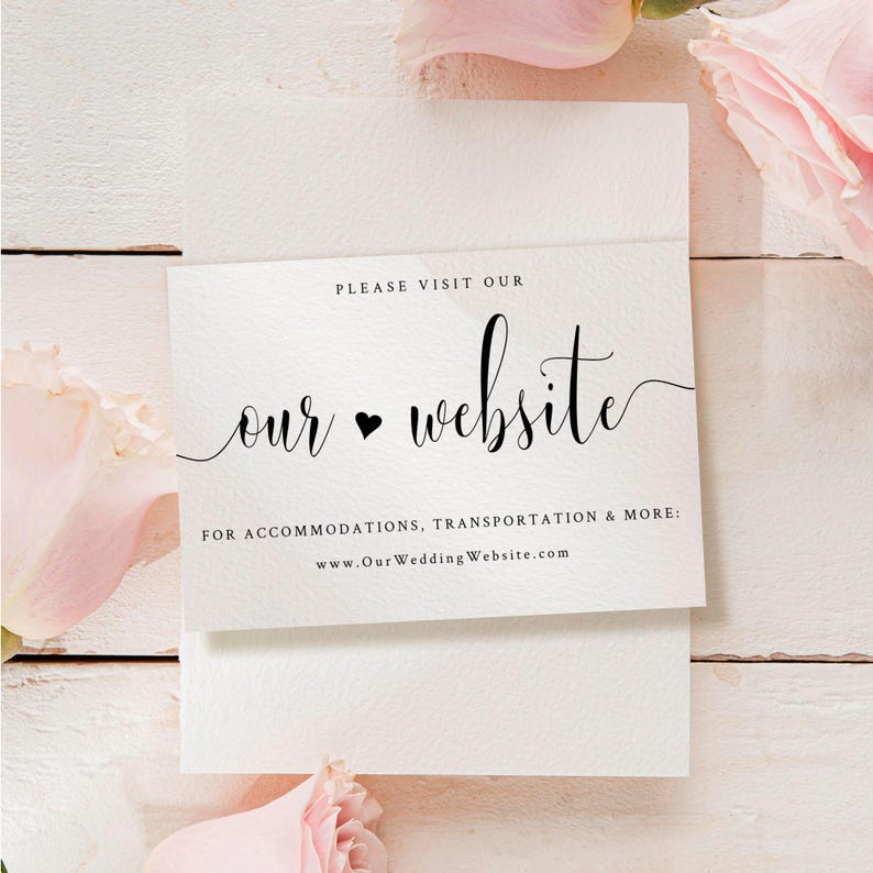 Wedding Website Card Template, Editable Modern Minimalist RSVP Card ...