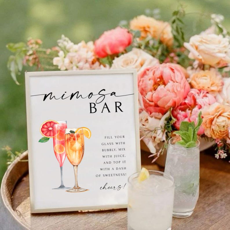 Mimosa Bar Sign, Printable Bar Sign, Script Mimosa Bar Sign, Modern Bar ...
