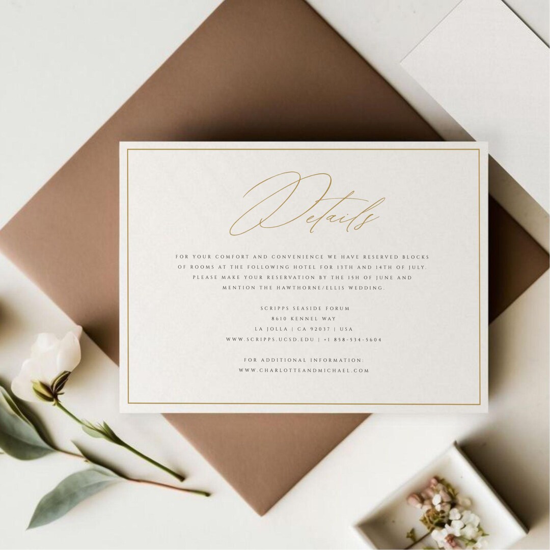 Wedding Invitation Detail Card, Details, Wedding Invitation Insert ...