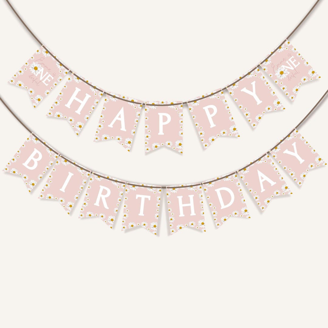 Daisy Flower Happy Birthday Banner, Daisy Birthday Banner Printable ...