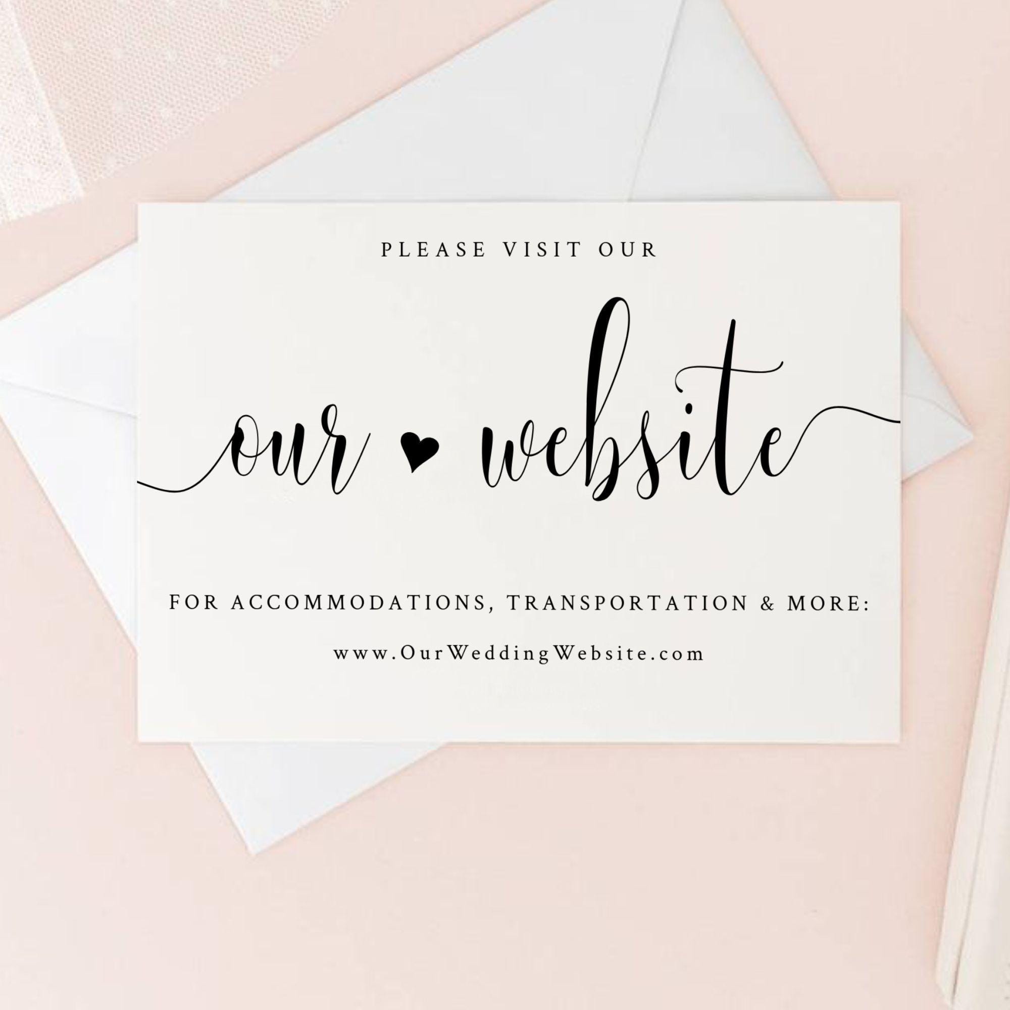 Wedding Website Card Template, Editable Modern Minimalist RSVP Card ...