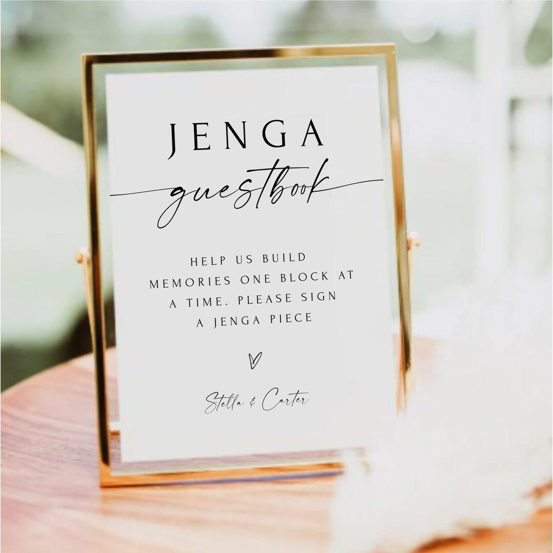 Wedding Jenga Guestbook Sign, Printable Wedding Sign, Printable Jenga ...