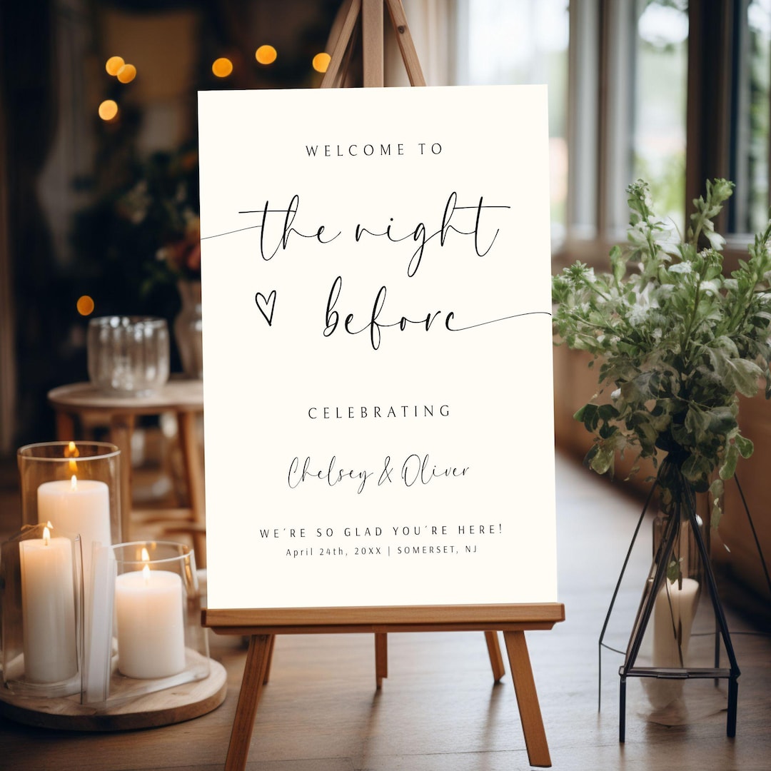 Night Before Wedding Printable Sign – Editable Rehearsal Dinner Welcome ...