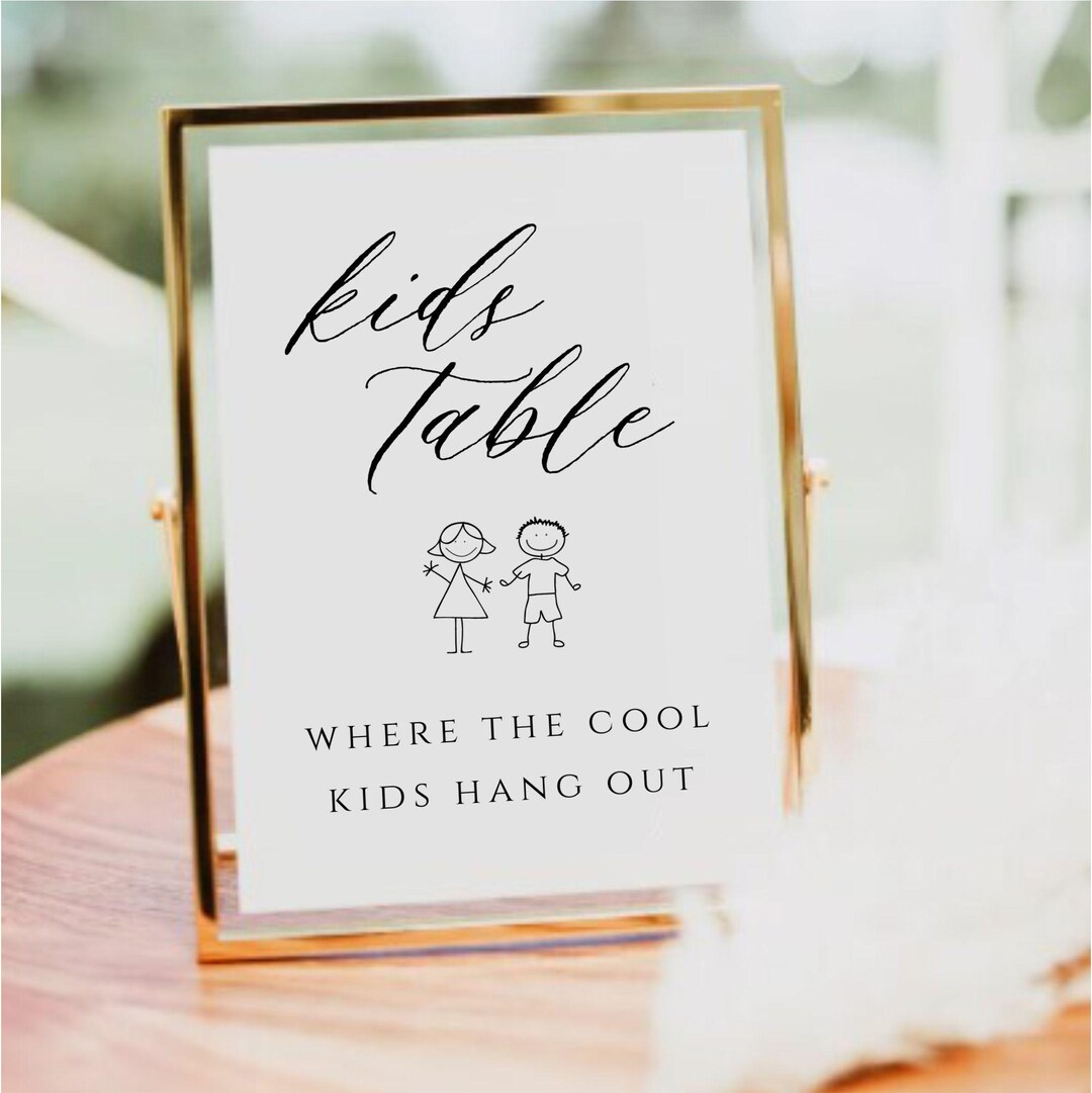 Minimalist Wedding Kids Table Sign, for the Kids Sign, Printable ...
