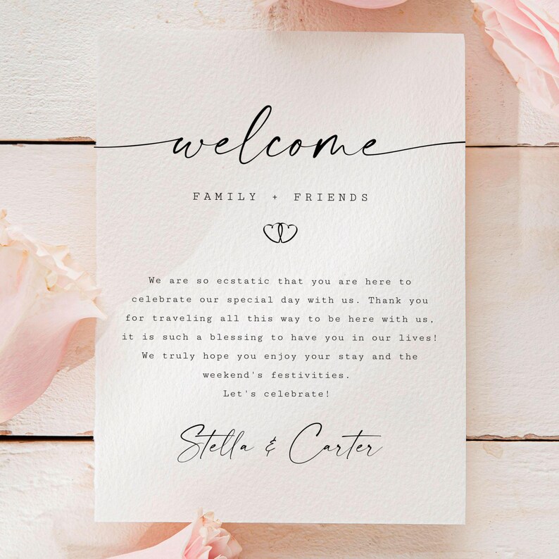 Minimal Wedding Welcome Letter Template, Wedding Icon Timeline ...
