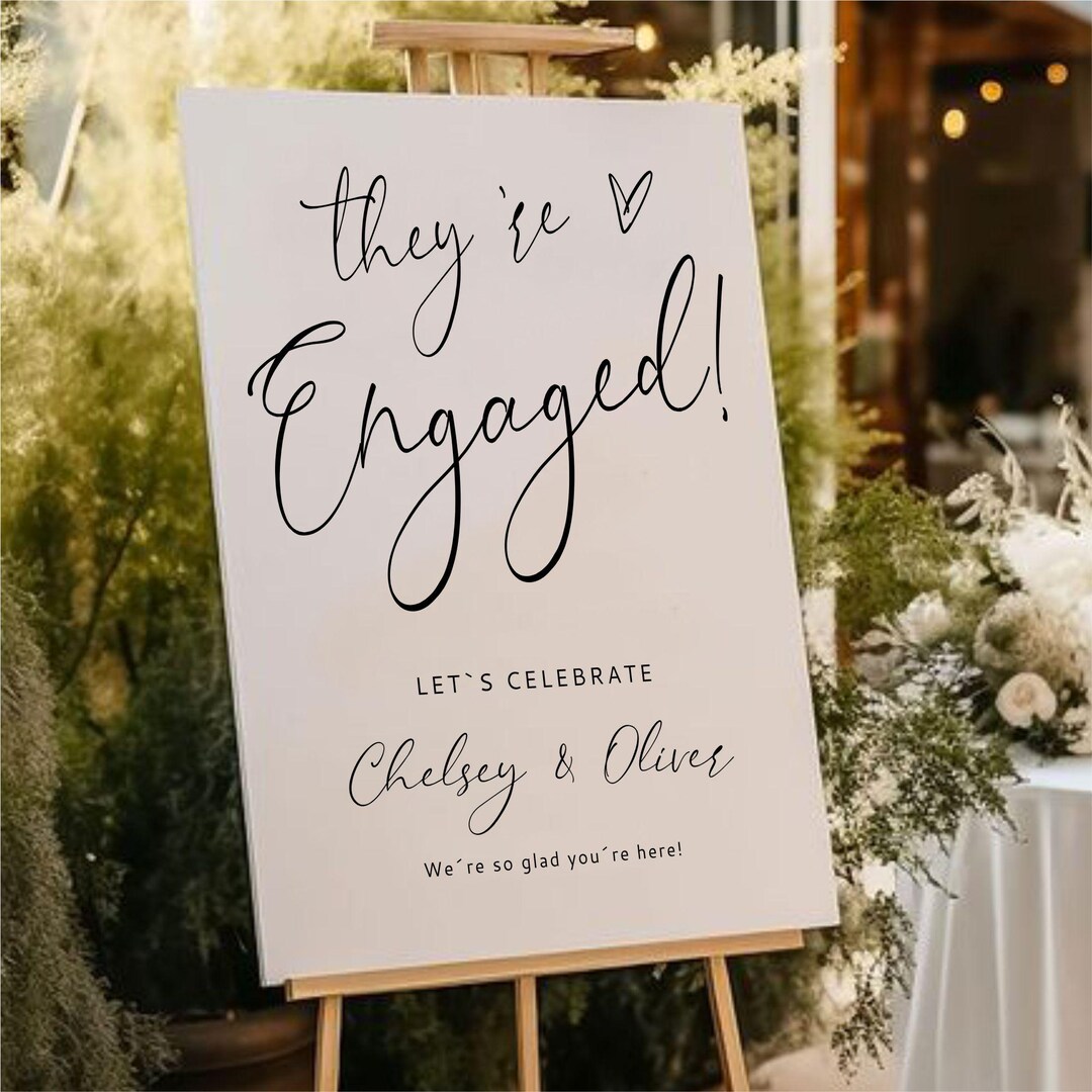 Engagement Party Sign, We're Engaged Sign, Modern Engagement Party ...