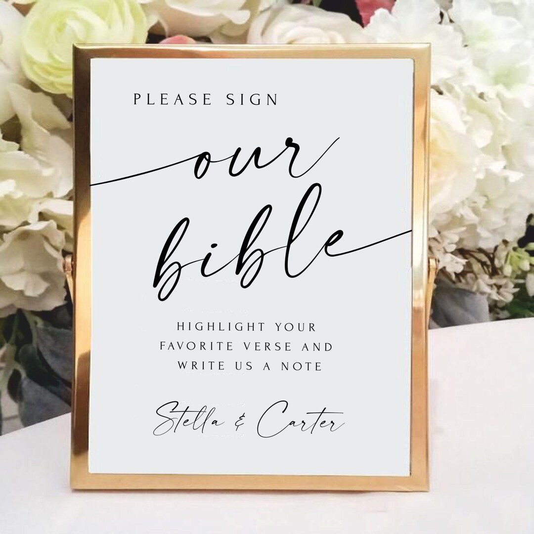 Wedding Guest Book Bible Sign, Bible Verse Guestbook, Bible Guest Book ...