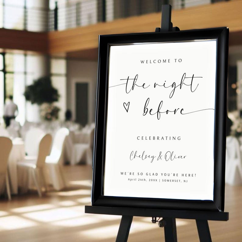 Night Before Wedding Printable Sign – Editable Rehearsal Dinner Welcome ...