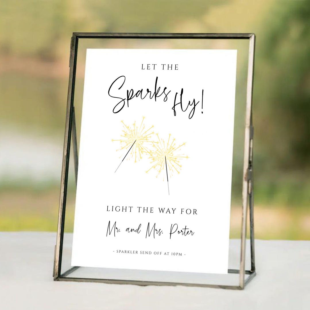 Wedding Sparklers Sign, Let Sparkle Fly Sign, Sparkler Send off Sign ...