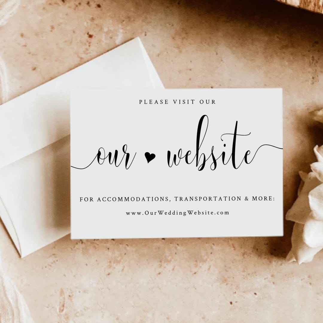 Wedding Website Card Template, Editable Modern Minimalist RSVP Card ...