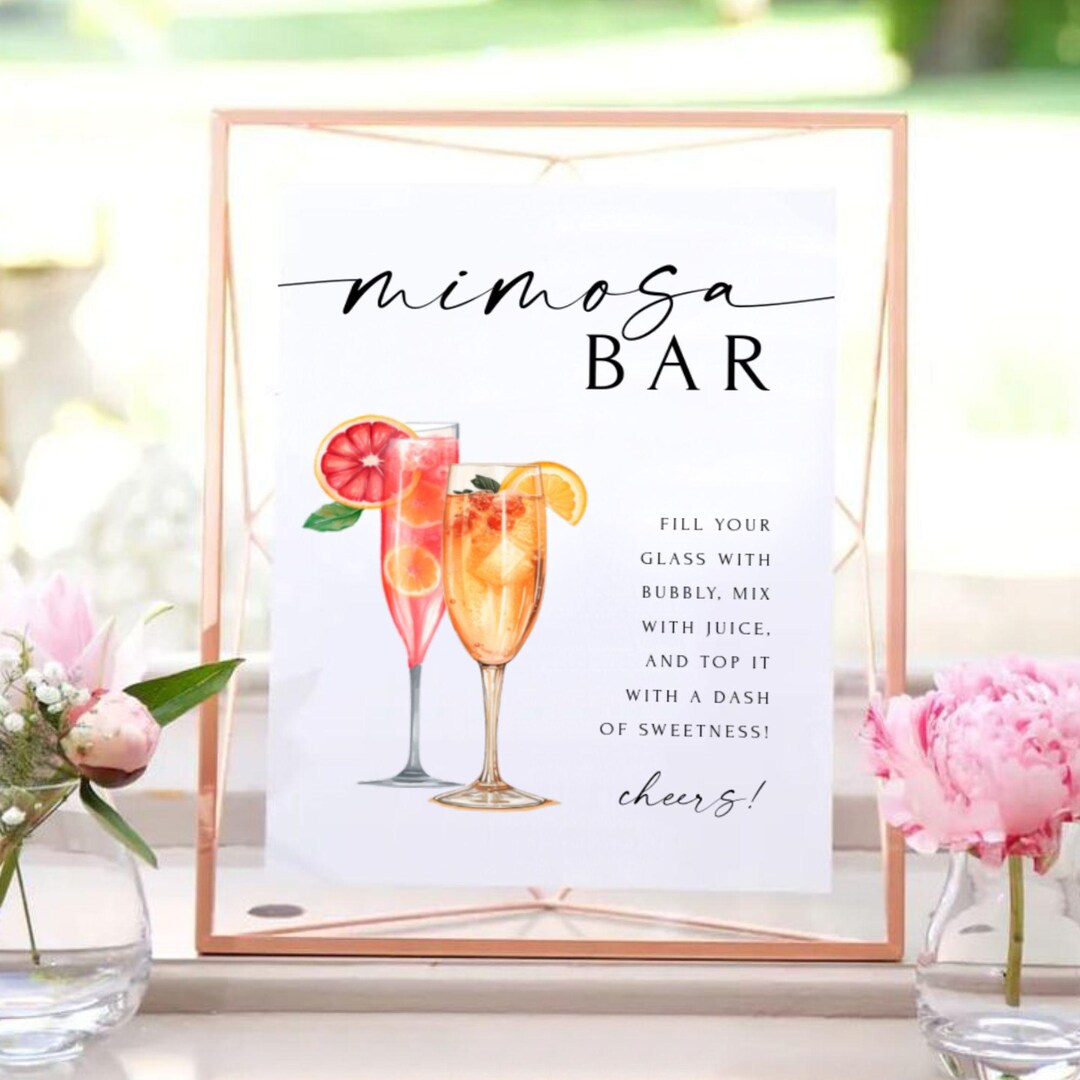 Mimosa Bar Sign, Printable Bar Sign, Script Mimosa Bar Sign, Modern Bar ...