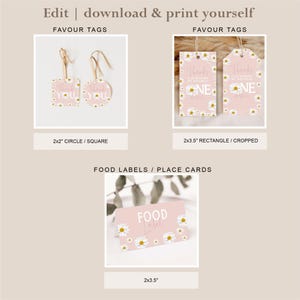 Daisy Birthday Bundle Pink, First Birthday Party Printable Invitation ...