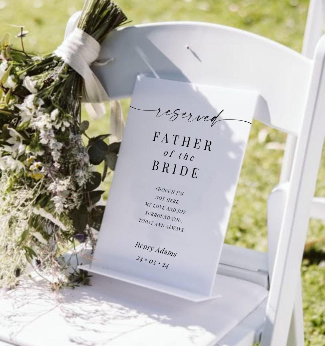 In Loving Memory Wedding Sign, Reserved Memorial Chair Sign, Honoring ...