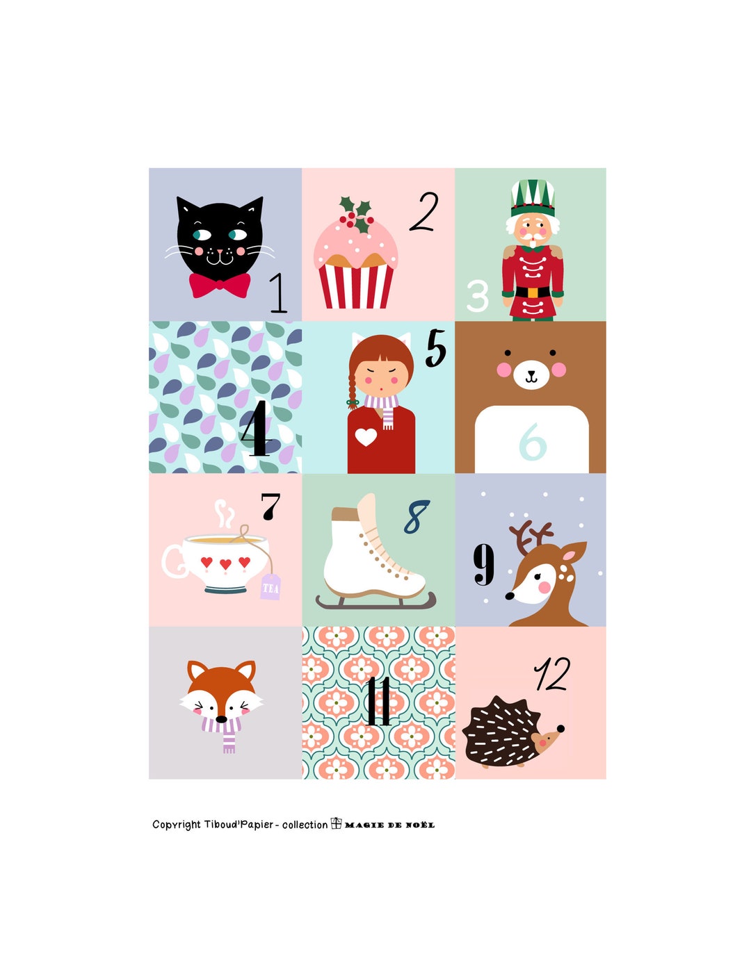 24 Digital Advent Calendar Labels, to Print, Christmas, Small Gift ...