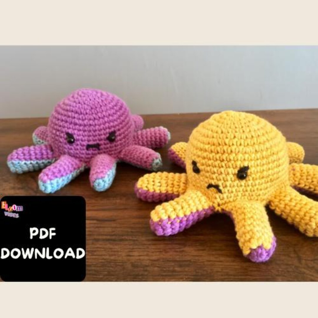 Reversible Octopus Crochet Pattern Amigurumi Toy Sea Animal Instant ...