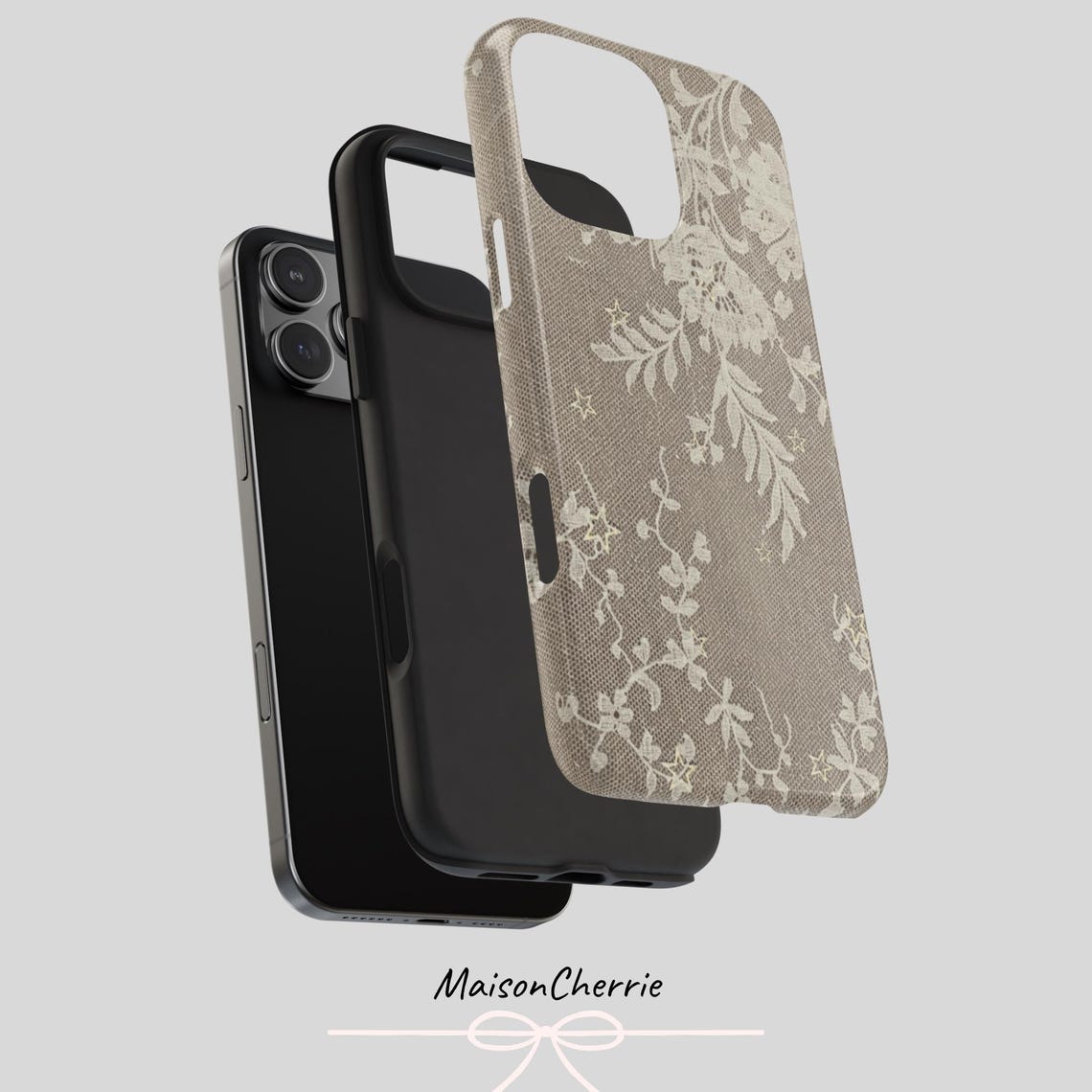 Brown Vintage Floral Lace Tough Phone Case for iPhone - Etsy