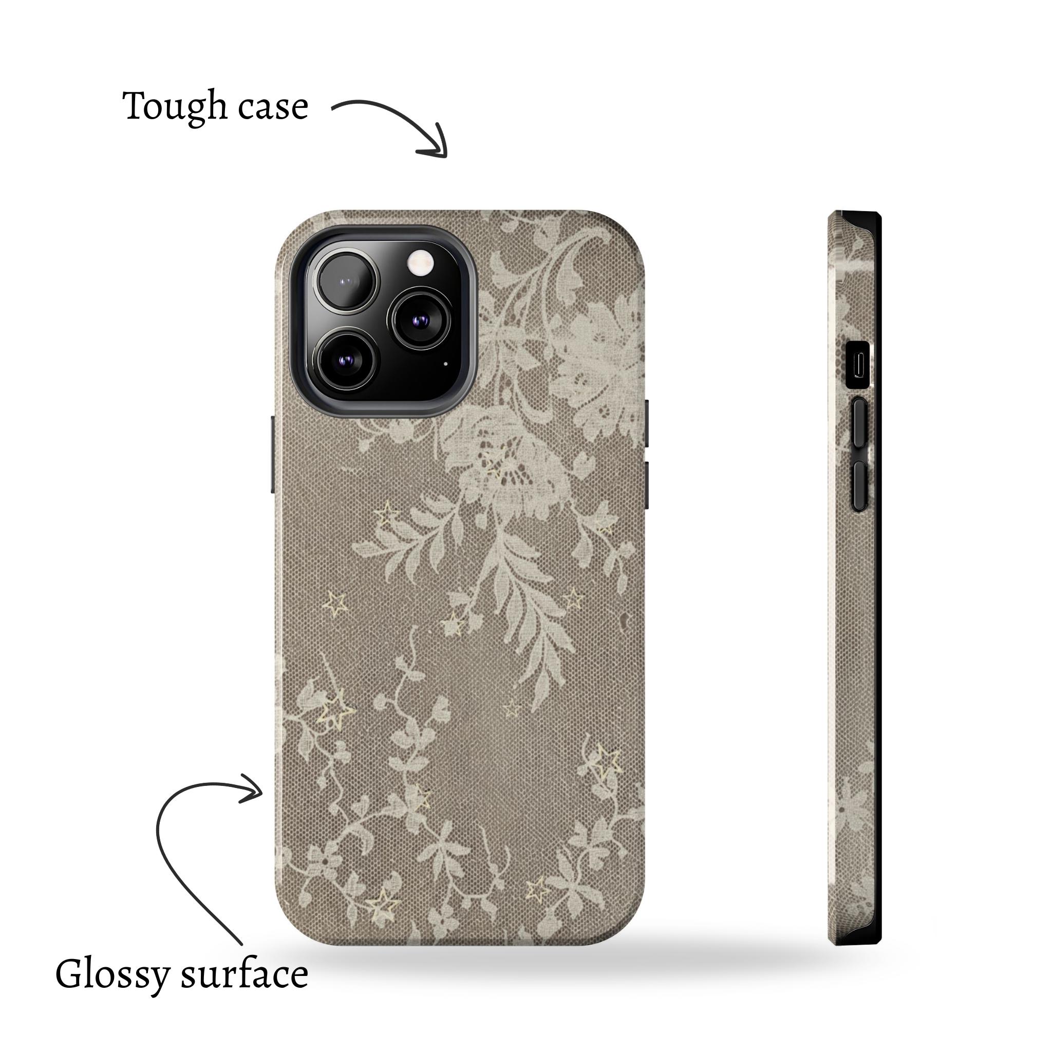 Brown Vintage Floral Lace Tough Phone Case for iPhone - Etsy