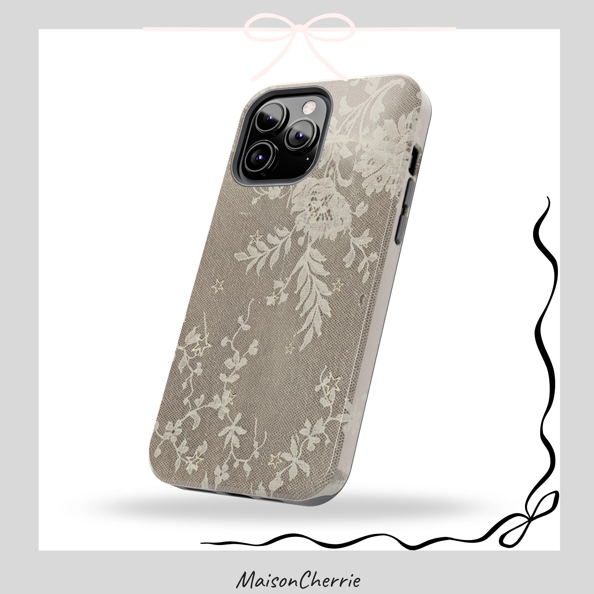 Brown Vintage Floral Lace Tough Phone Case for iPhone - Etsy