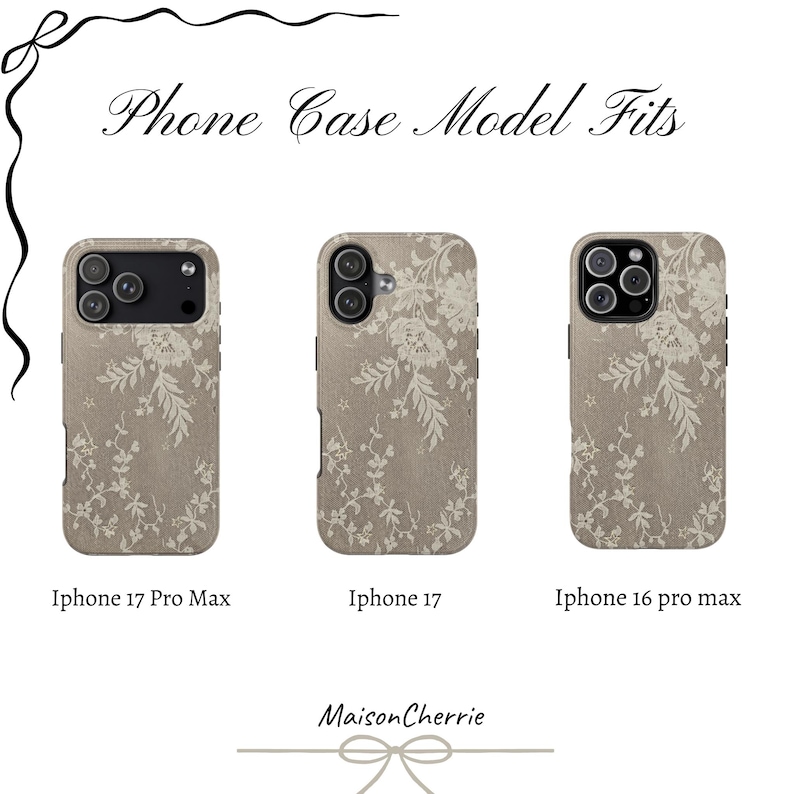 Brown Vintage Floral Lace Tough Phone Case for iPhone - Etsy