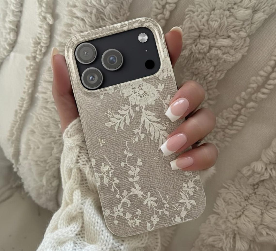 Brown Vintage Floral Lace Tough Phone Case for iPhone - Etsy