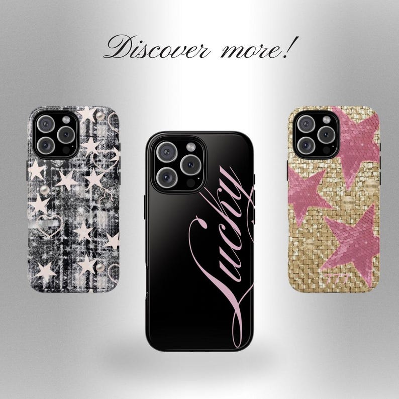Lucky Phone Case: Pink Text on Black Tough Case, for iPhone Samsung ...