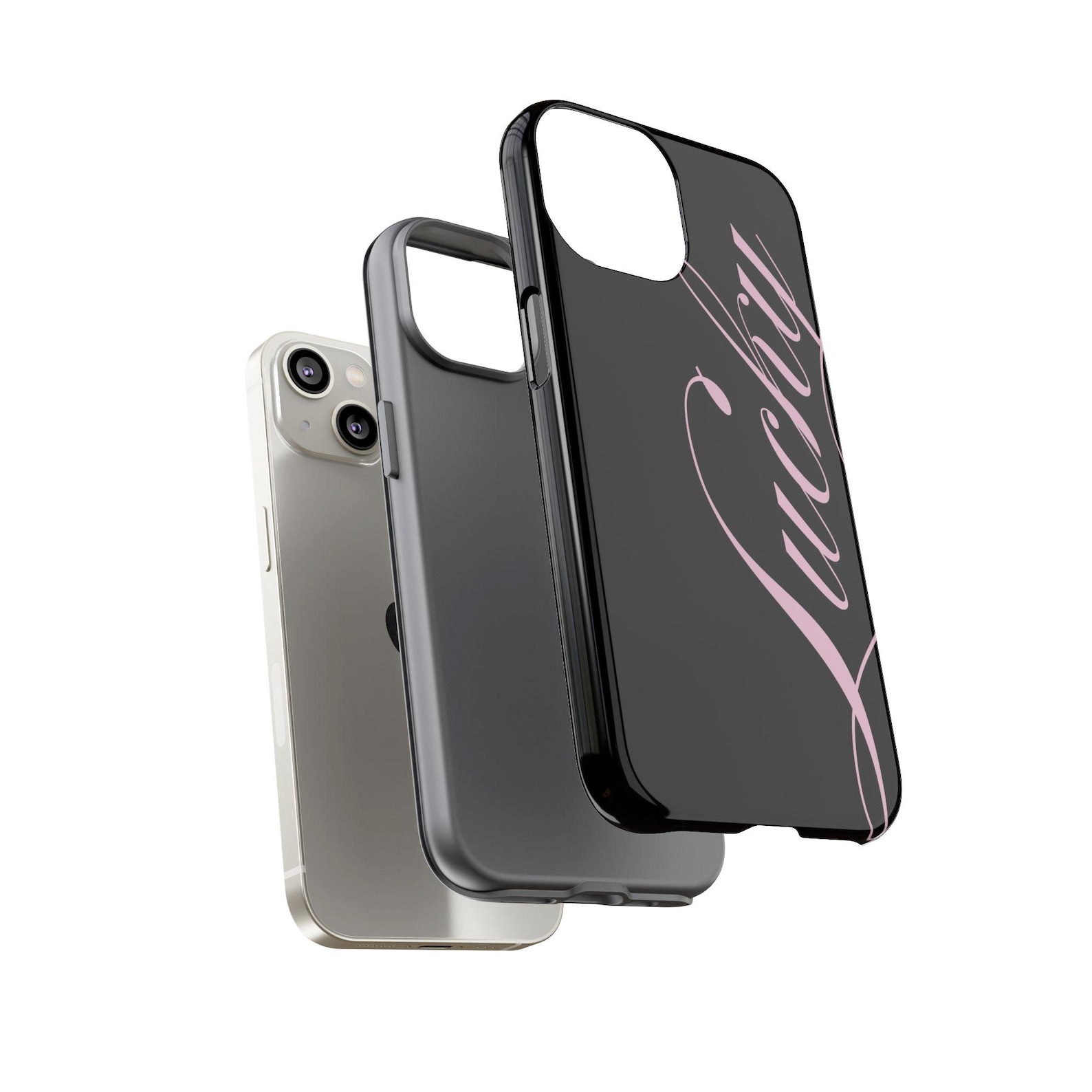 Lucky Phone Case: Pink Text on Black Tough Case, for iPhone Samsung ...