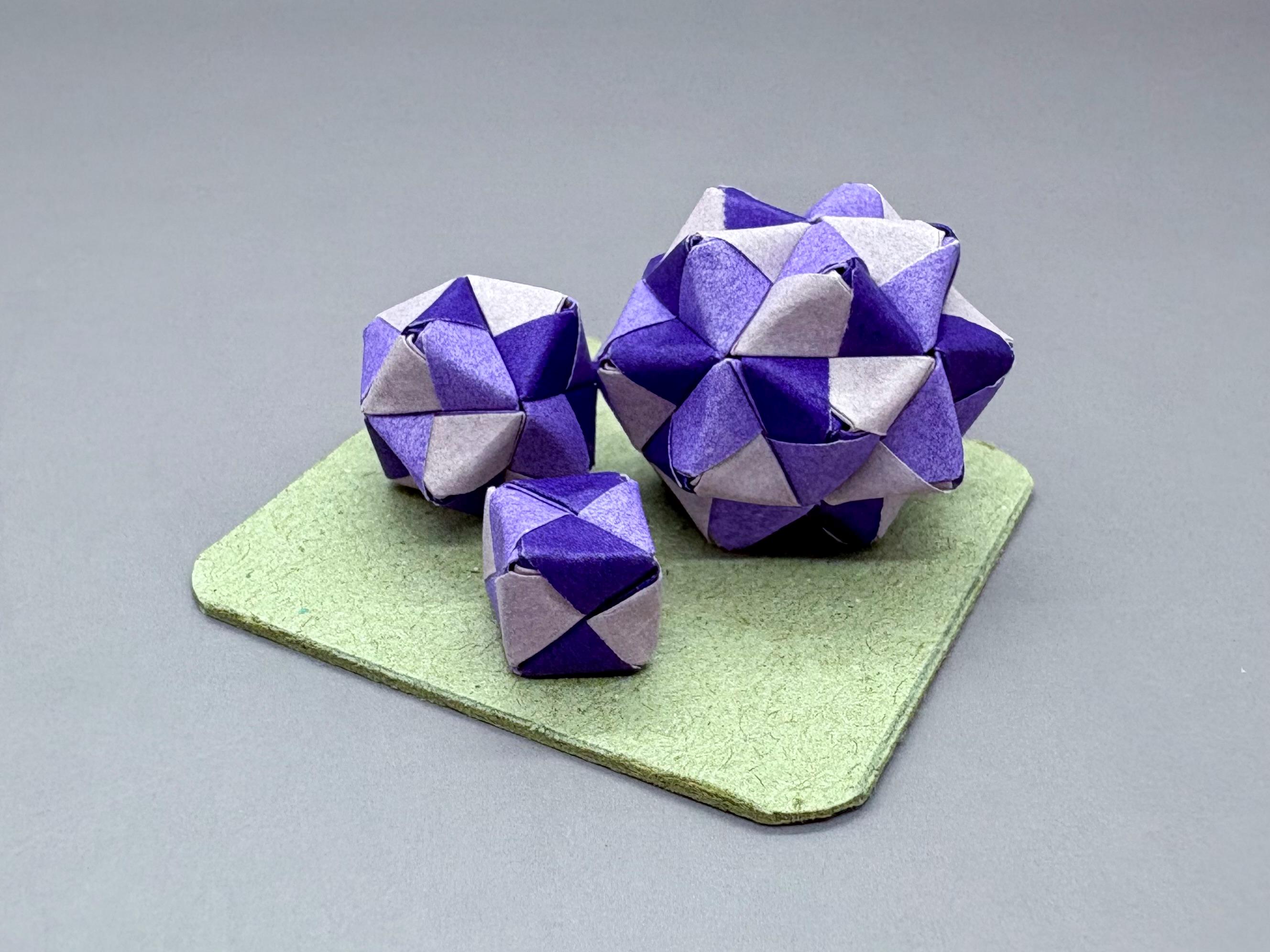 Sonobe Modular Origami Miniature - a Set of Three - Triple Gem Kusudama ...