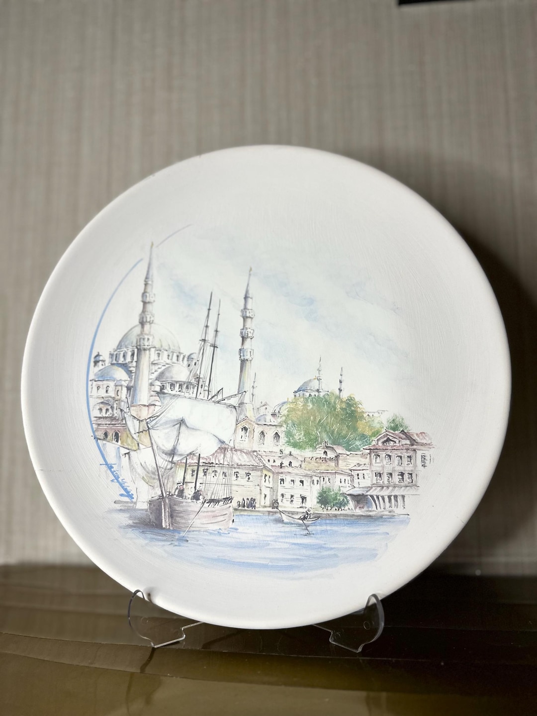 Hand-painted With Istanbul Skyline Ceramic Plate – Unique Decorative ...