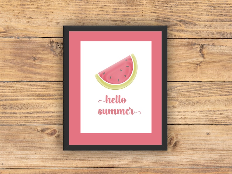 Watermelon Hello Summer Printable Art | Etsy