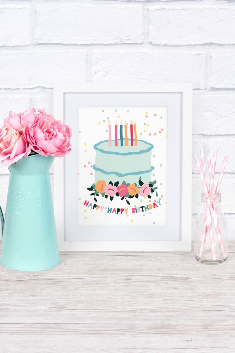 Birthday Cake Printable Art - Etsy