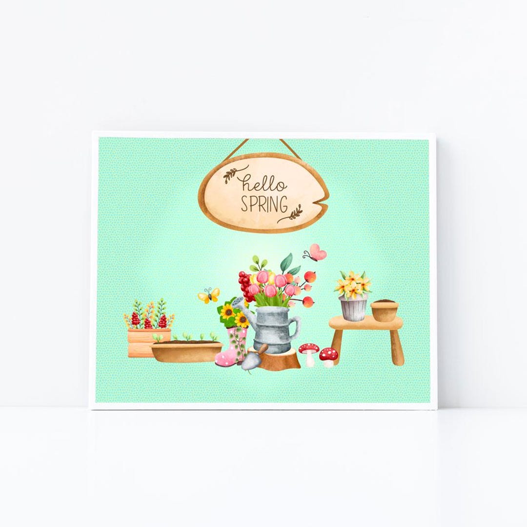 Hello Spring Printable Art - Etsy