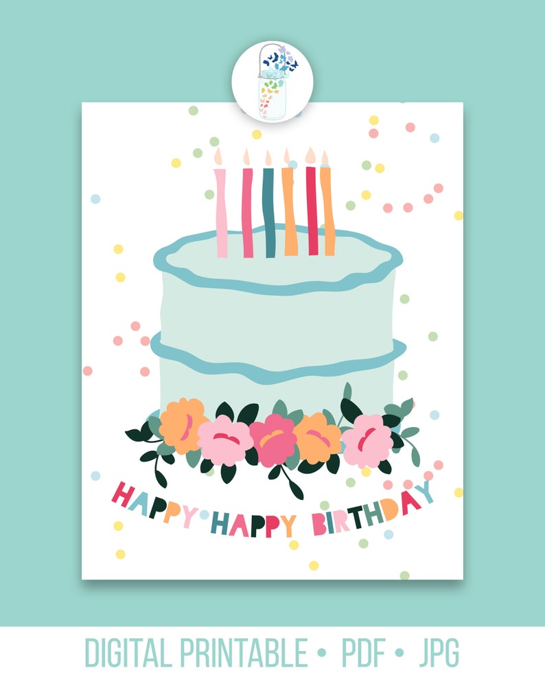 Birthday Cake Printable Art - Etsy