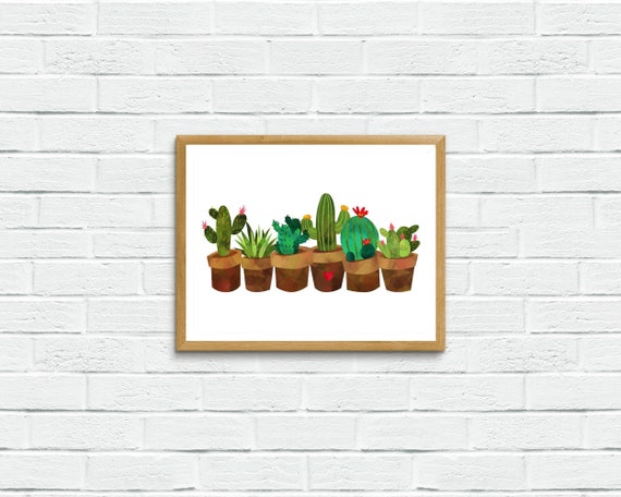 Potted Cactus Printable Art | Etsy