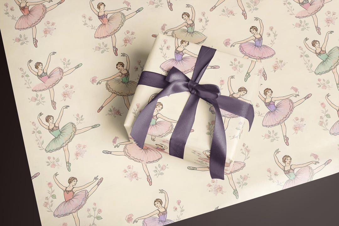 Vintage Ballerina Wrapping Paper Ballet Gift Wrap Dance Recital Floral ...