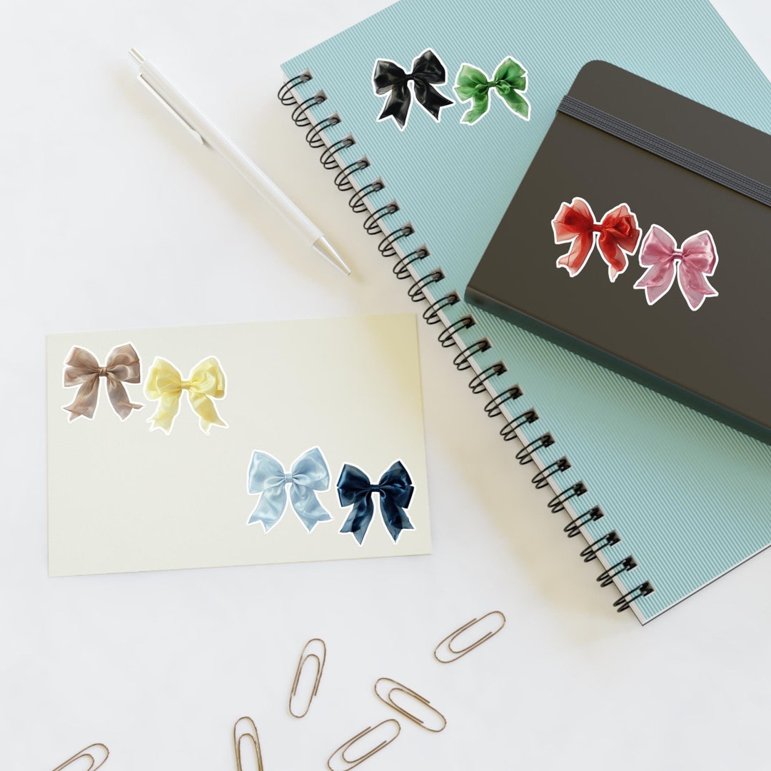 Sheer Bow Sticker Sheets - Transparent Satin Bow Stickers, See-through ...