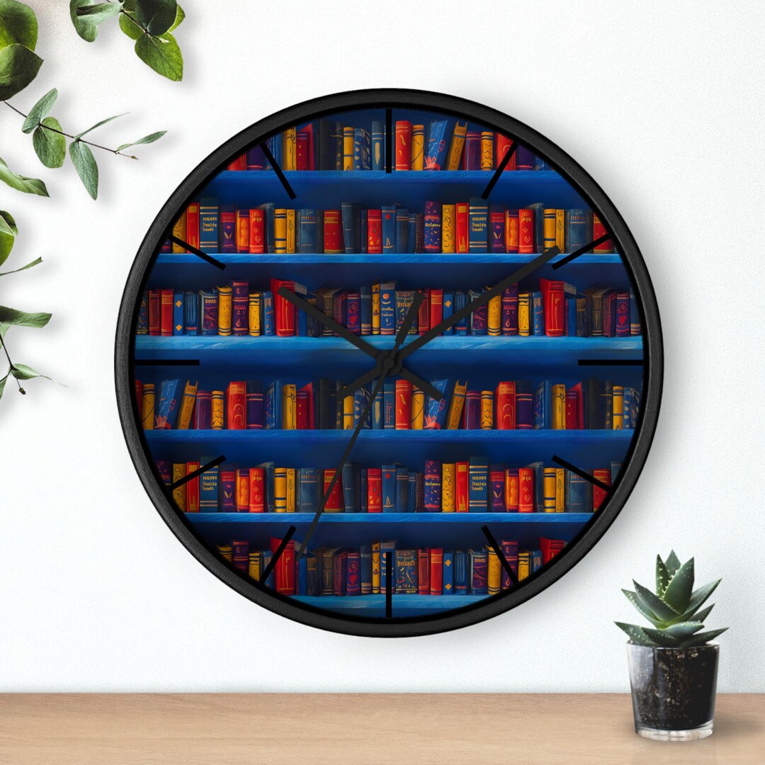 Bookshelf Clock, Mystical Bookshelf Wall Clock, Unique Home Decor Gift ...