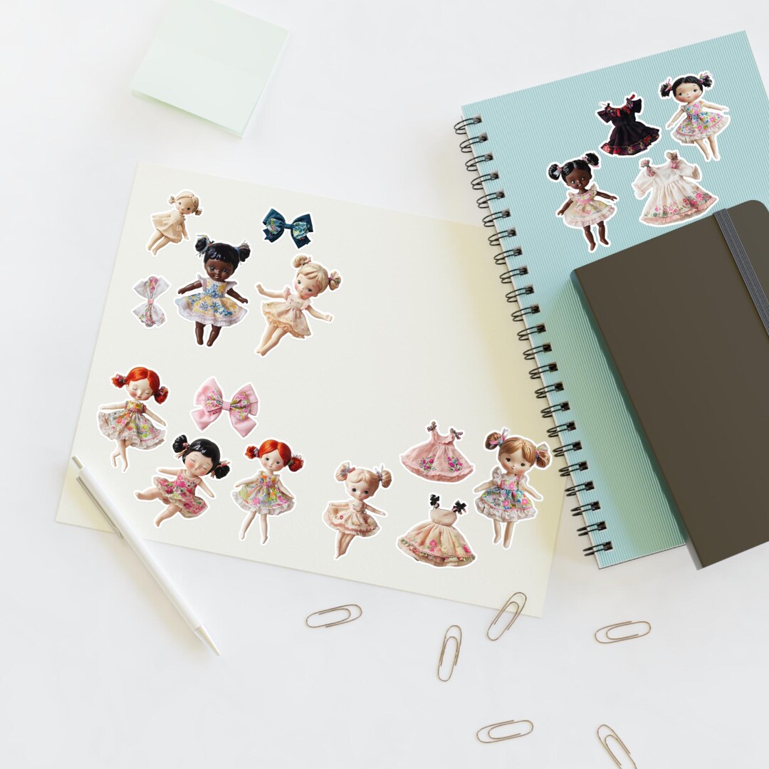 Doll Sticker Sheets Whimsical Doll Sticker, Cute Party Decor ...
