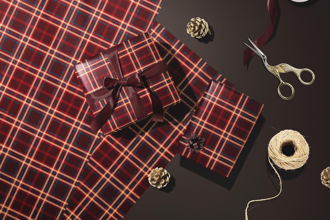 Red Plaid Wrapping Paper Roll Rustic Christmas Gift Wrap Cozy Holiday ...