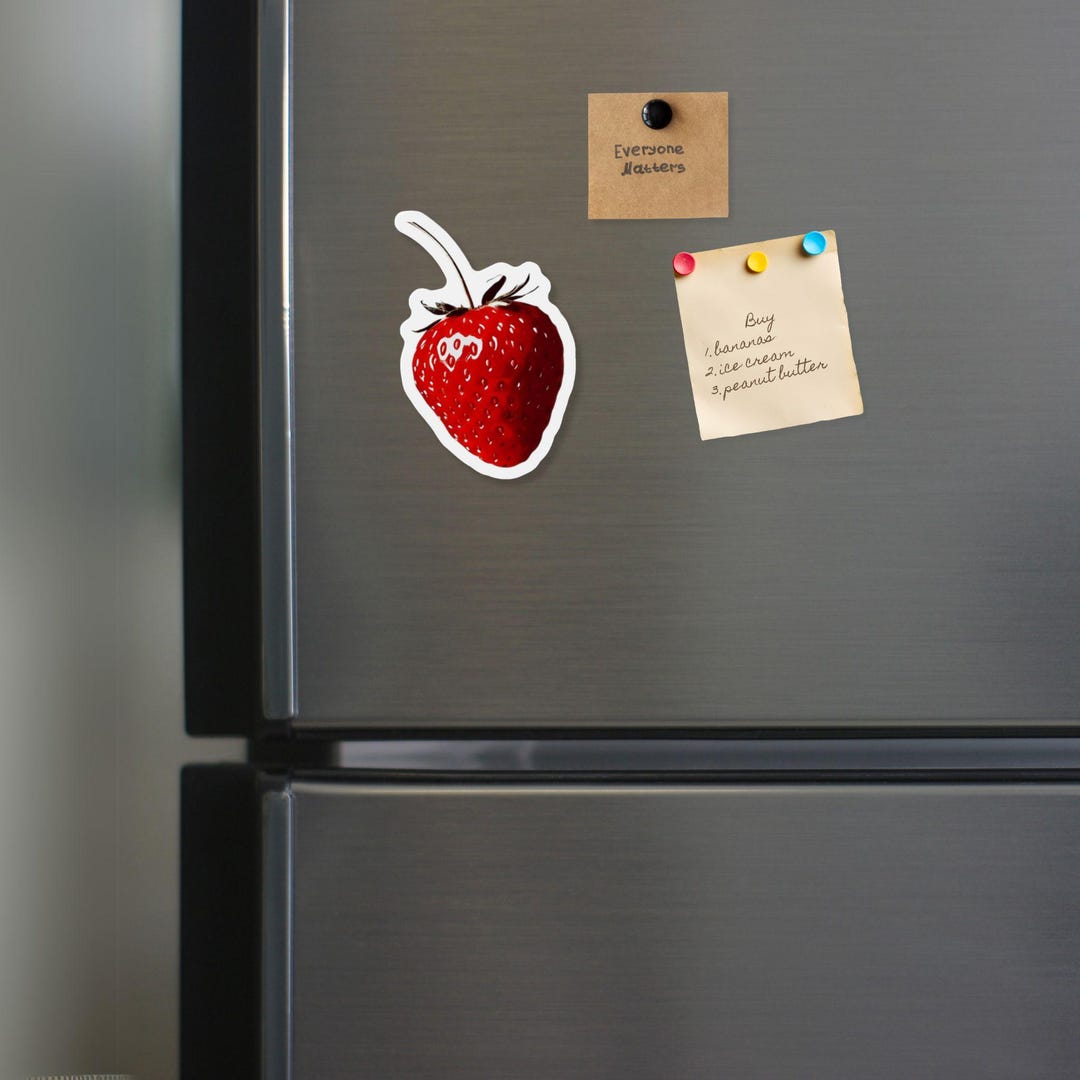 Retro Strawberry Magnet | Vintage Strawberry Art Kitchen Decor ...