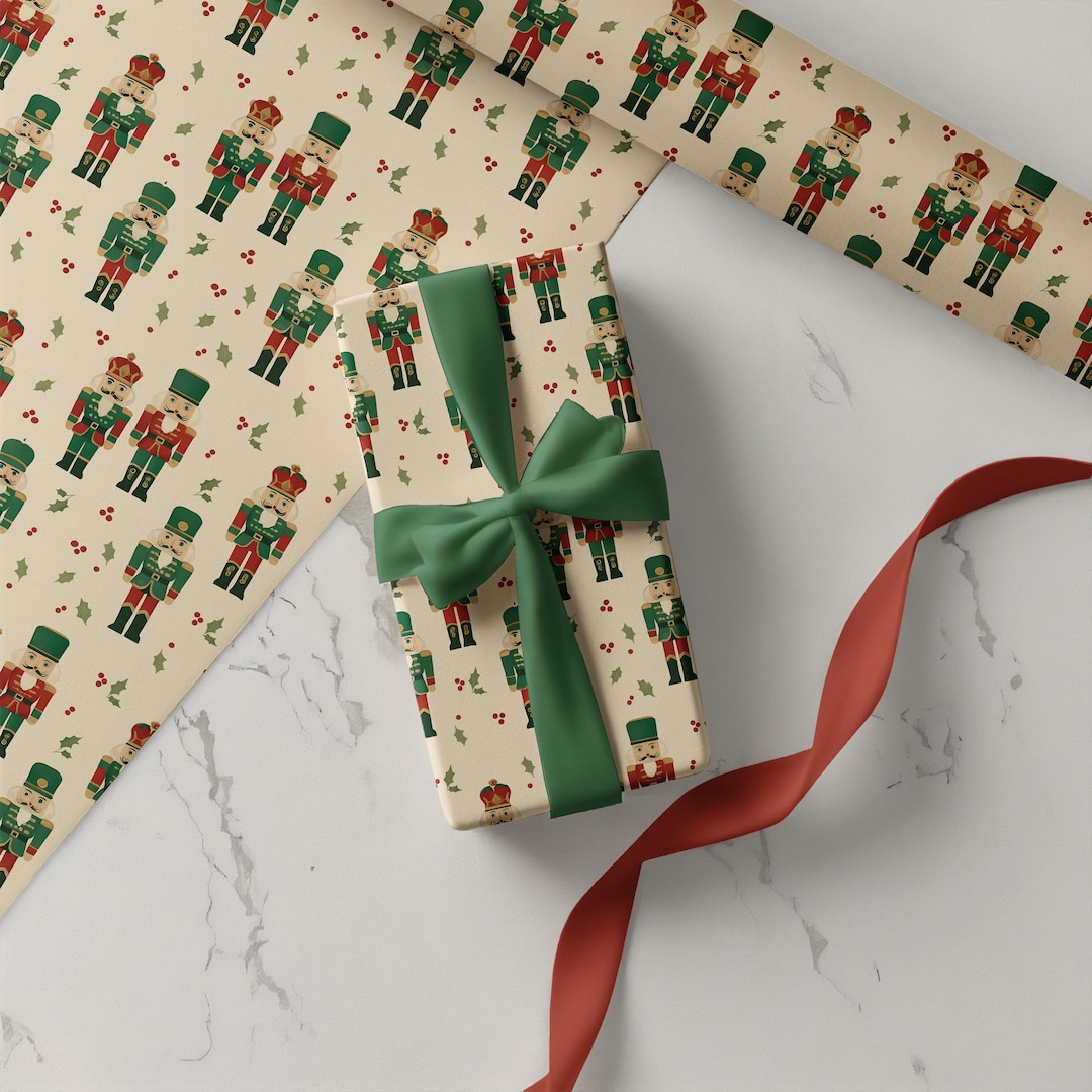 Holiday Nutcracker Wrapping Paper Roll | Festive Christmas Gift Wrap ...