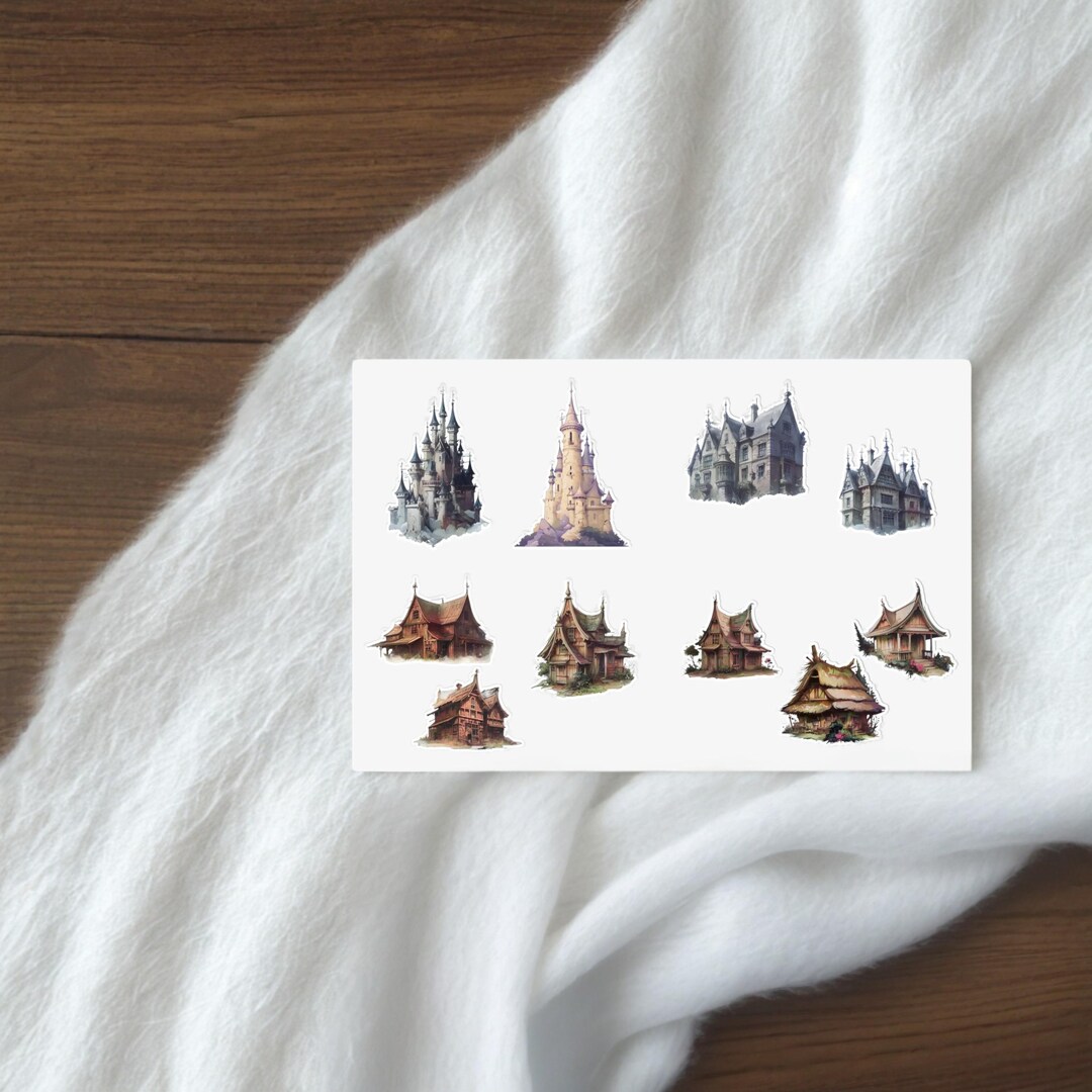 Fairy Tale Sticker Sheet - Magical Castle, Manor & Cottage Stickers ...