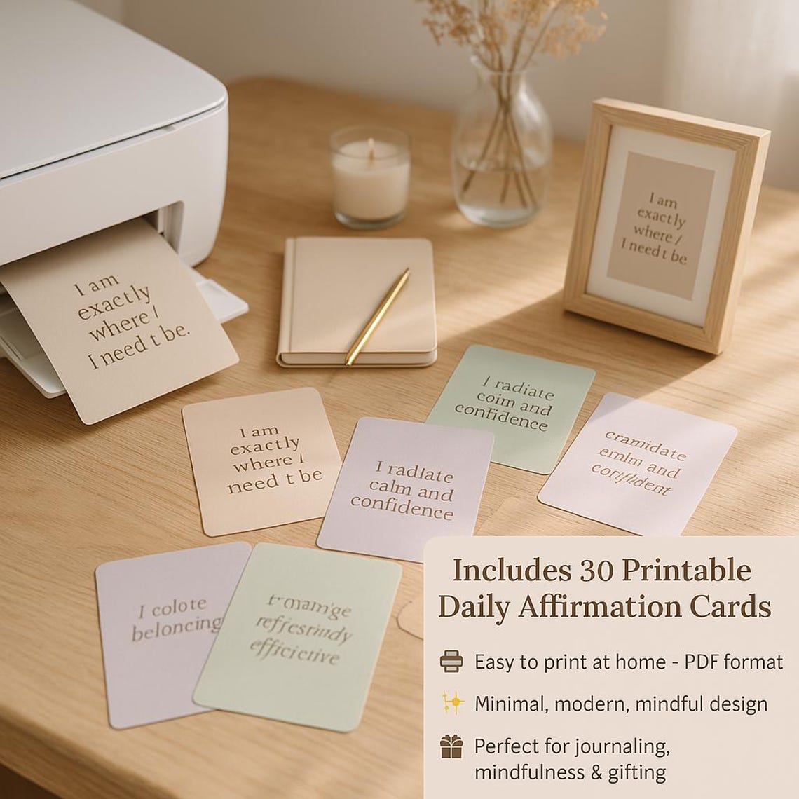 30 Printable Affirmation Cards for Self-care – PDF Mindset & Motivation ...