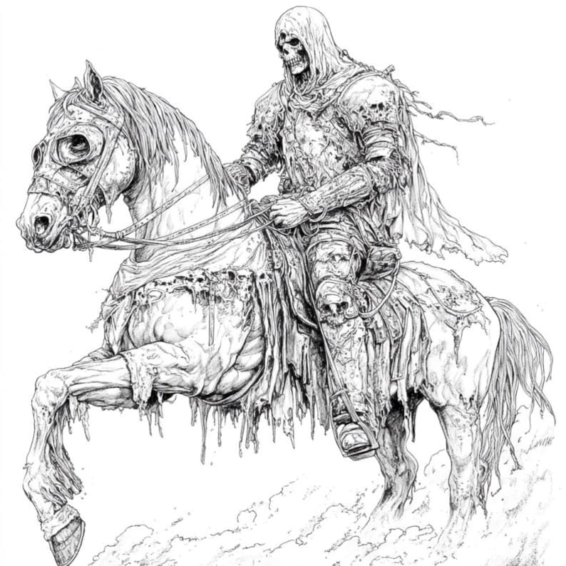 Undead Knight Coloring Pages: 8 Horror Designs for Adults to Unleash ...