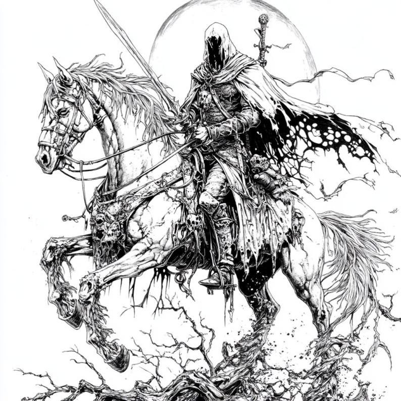 Undead Knight Coloring Pages: 8 Horror Designs for Adults to Unleash ...
